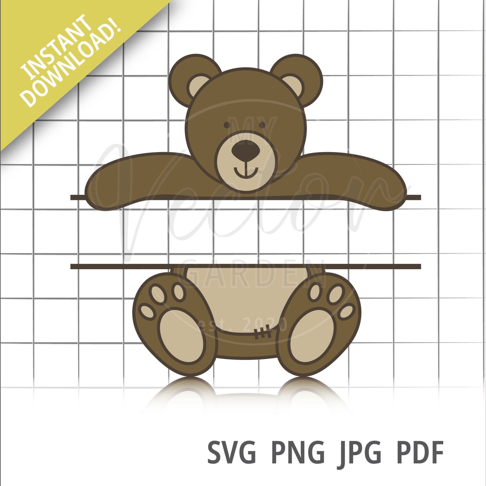 Split Teddy Bear Svg Monogram Teddy Bear Svg Cute Bear - Etsy UK