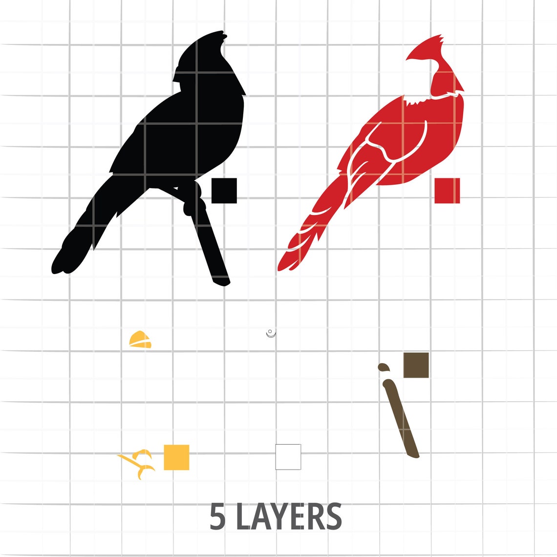 Cardinal Svg Bird Cut File Christmas Bird Image Perched Bird | Etsy