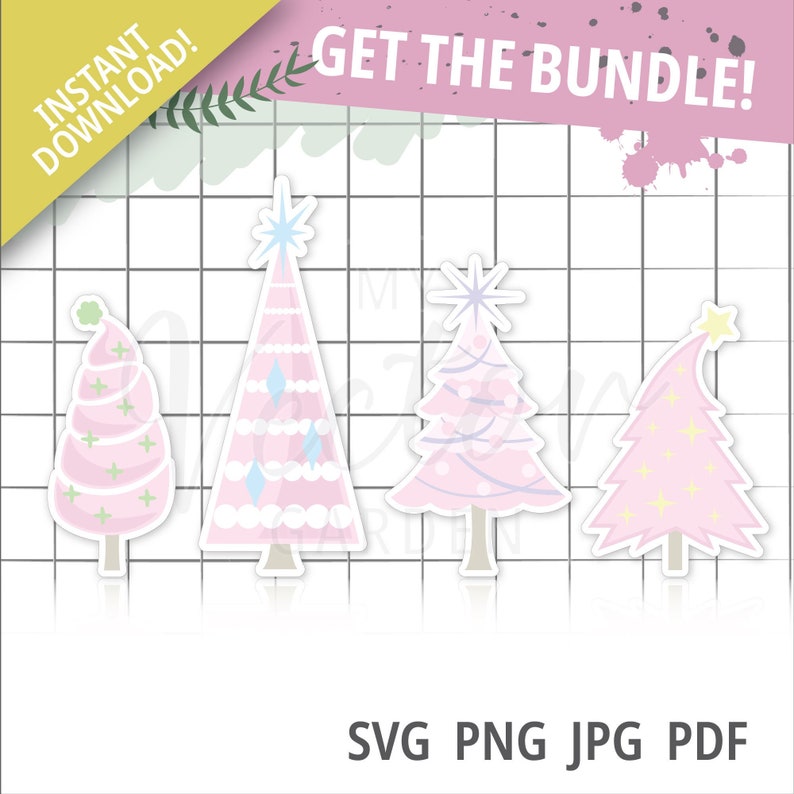 Pink Christmas Tree Svg Bundle Whimsical Christmas Tree Svg - Etsy