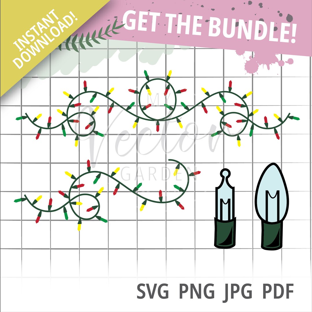 Christmas Lights Svg Bundle, Light Strand Svg String Lights Svg File ...