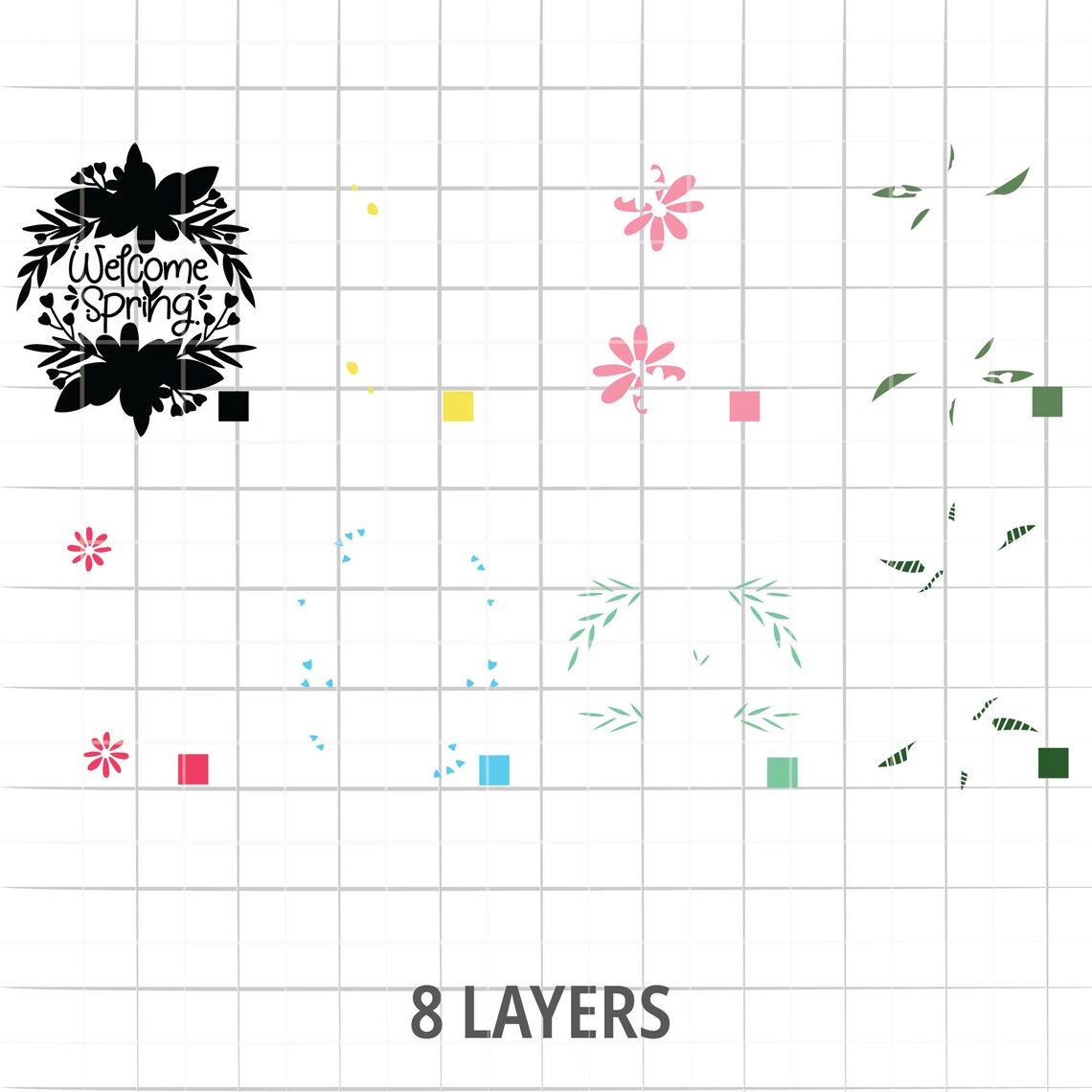 Welcome Spring Floral Svg Flowers and Greenery Spring Sign - Etsy