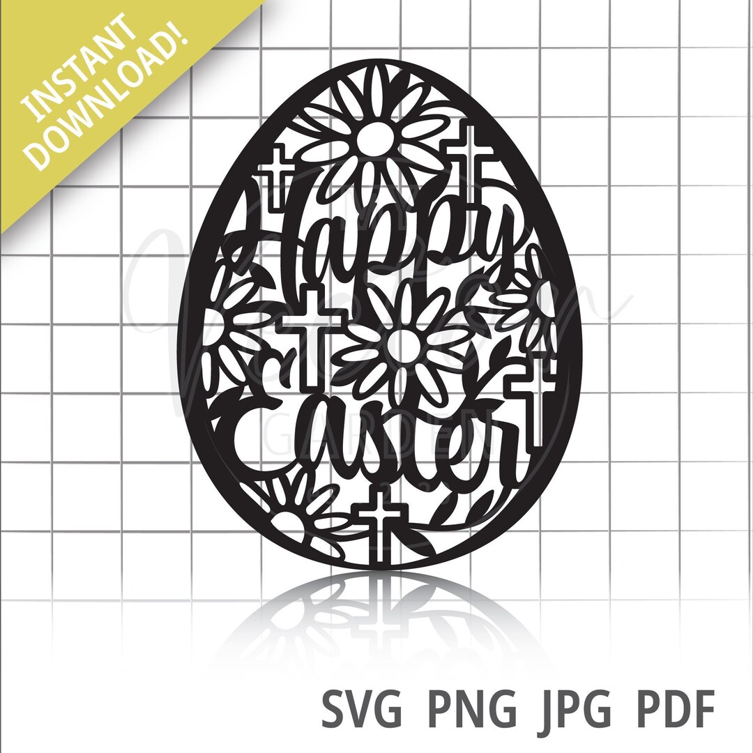 Happy Easter Egg Svg, Easter Clipart Easter Cake Topper Christian ...