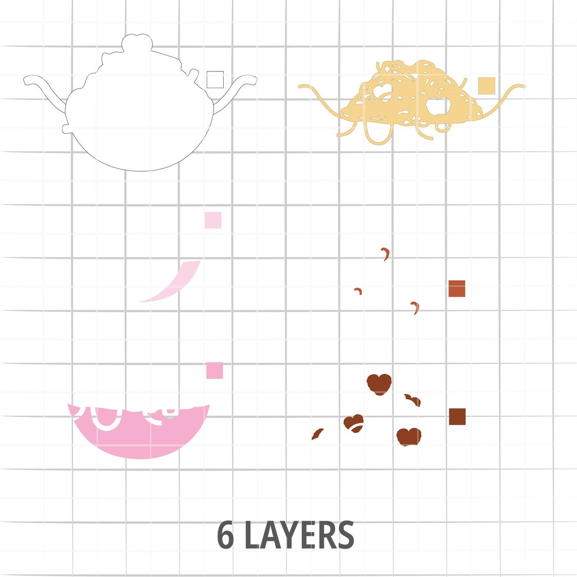 Spaghetti and Meatballs SVG: Heart Shaped Food, Valentine's Design ...
