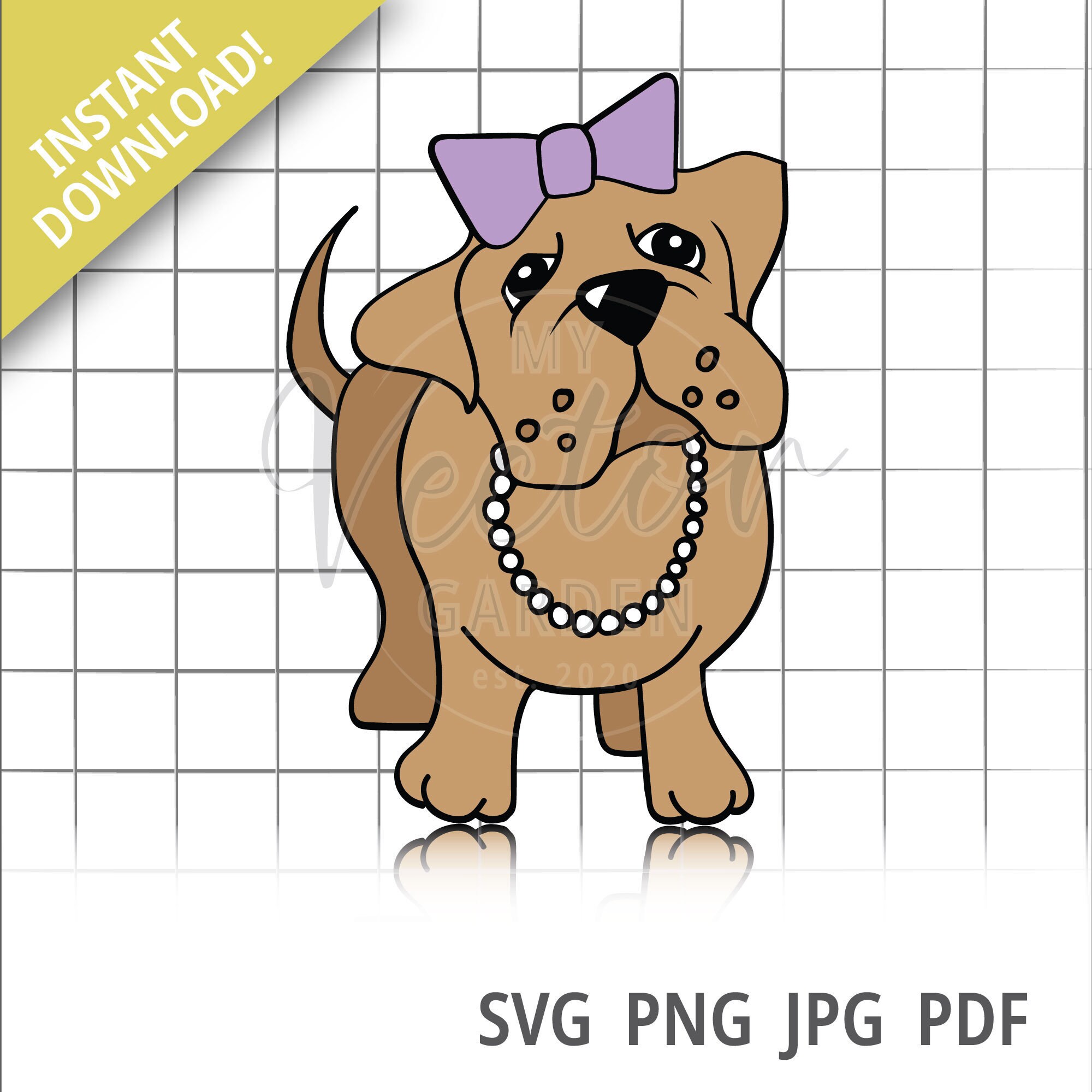 Dog Svg Puppy Svg Cartoon Dog File Bull Dog Svg Dog With Bow - Etsy