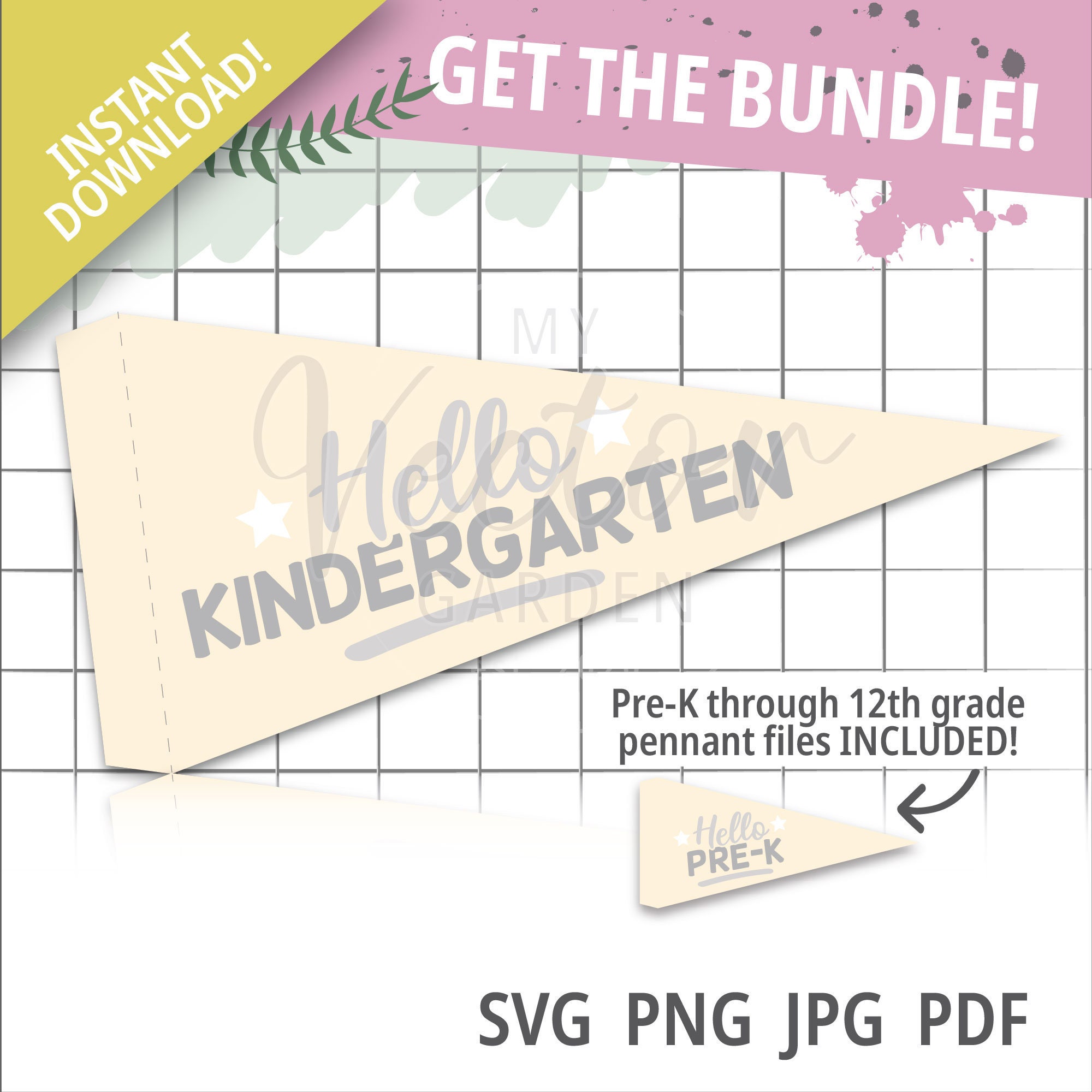 Back to School Pennant SVG Bundle: Pre-k - 12th Grade (digital Download ...