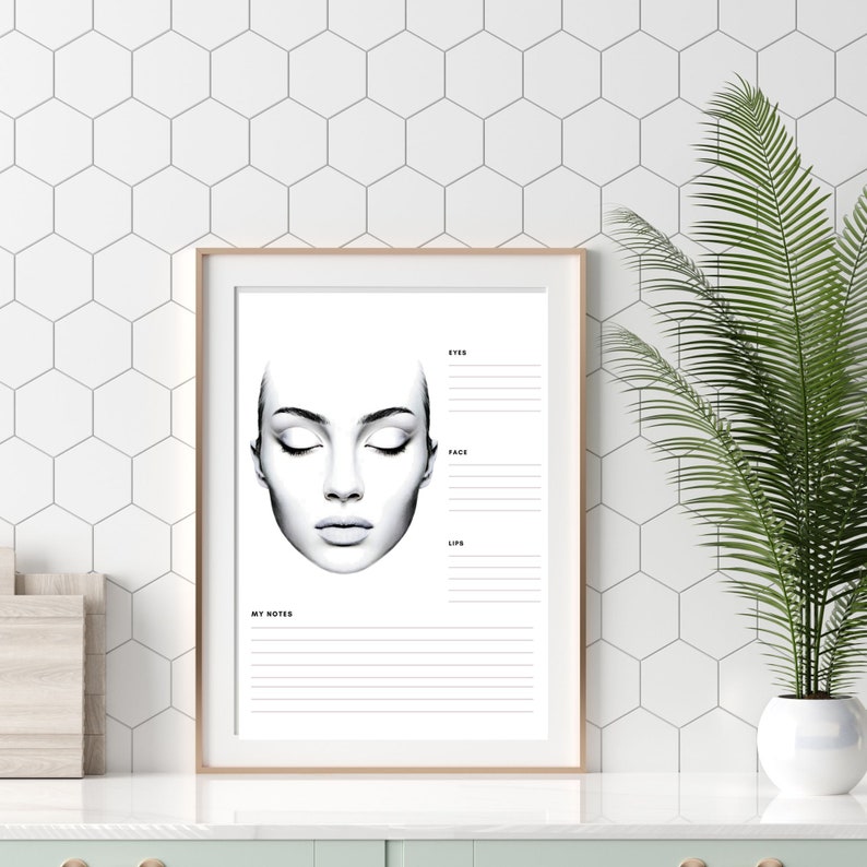 Editable Makeup Lesson Face Chart: Canva Template (printable PDF) - Etsy