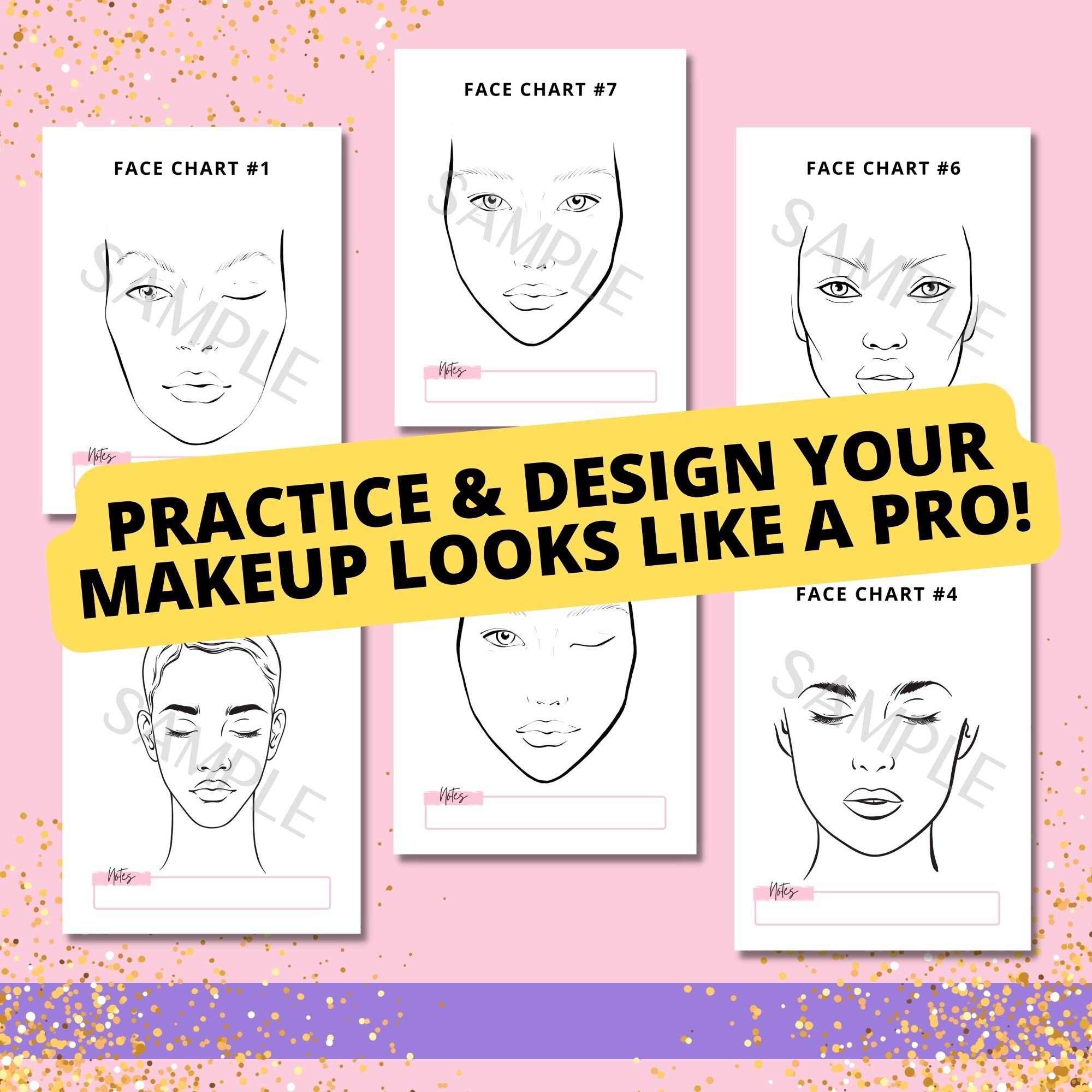 Makeup Face Chart Workbook, Makeup Blank Face Chart Sheets, Makeup ...