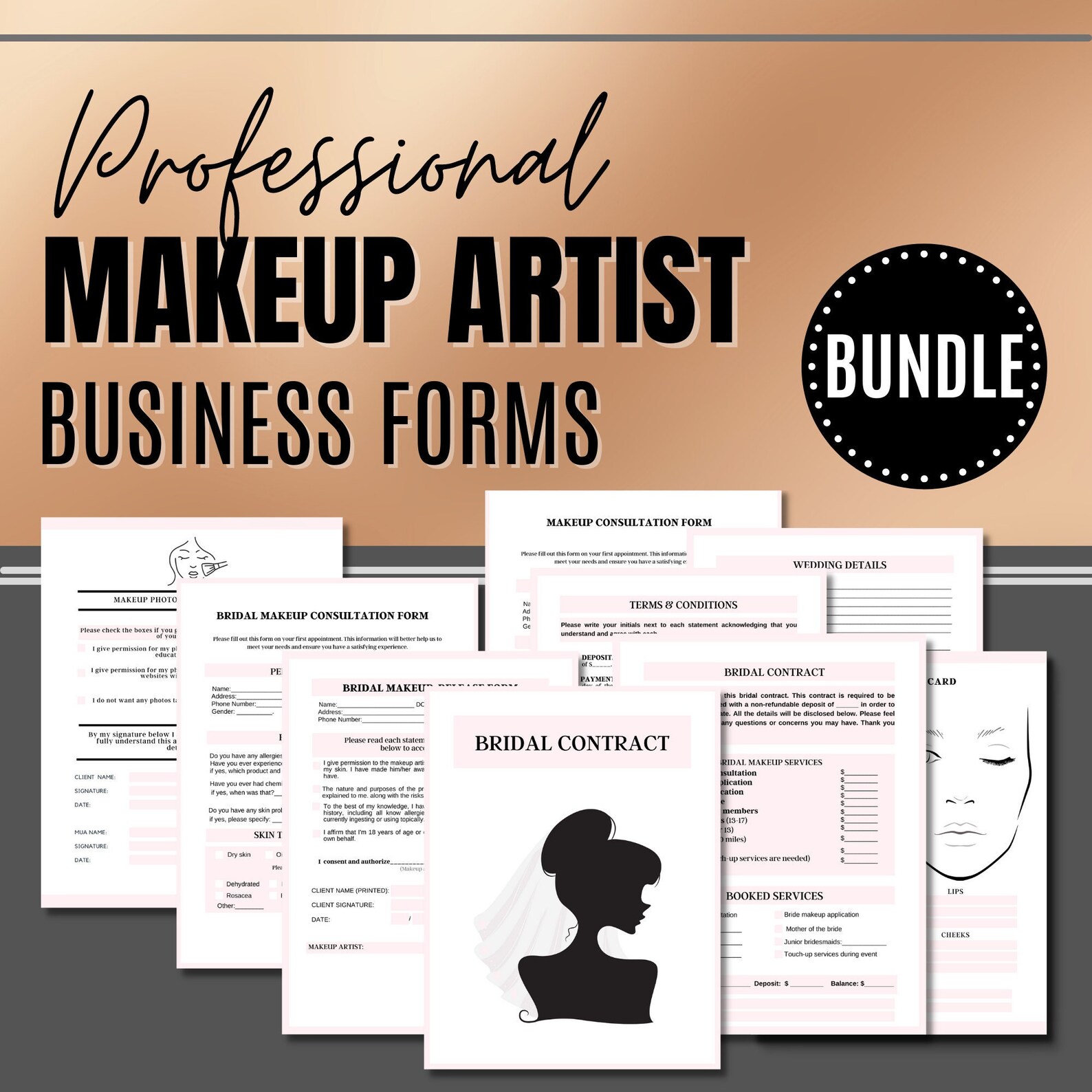 Editable Makeup Artist Forms Bundle, Client Consultation Form, Client ...