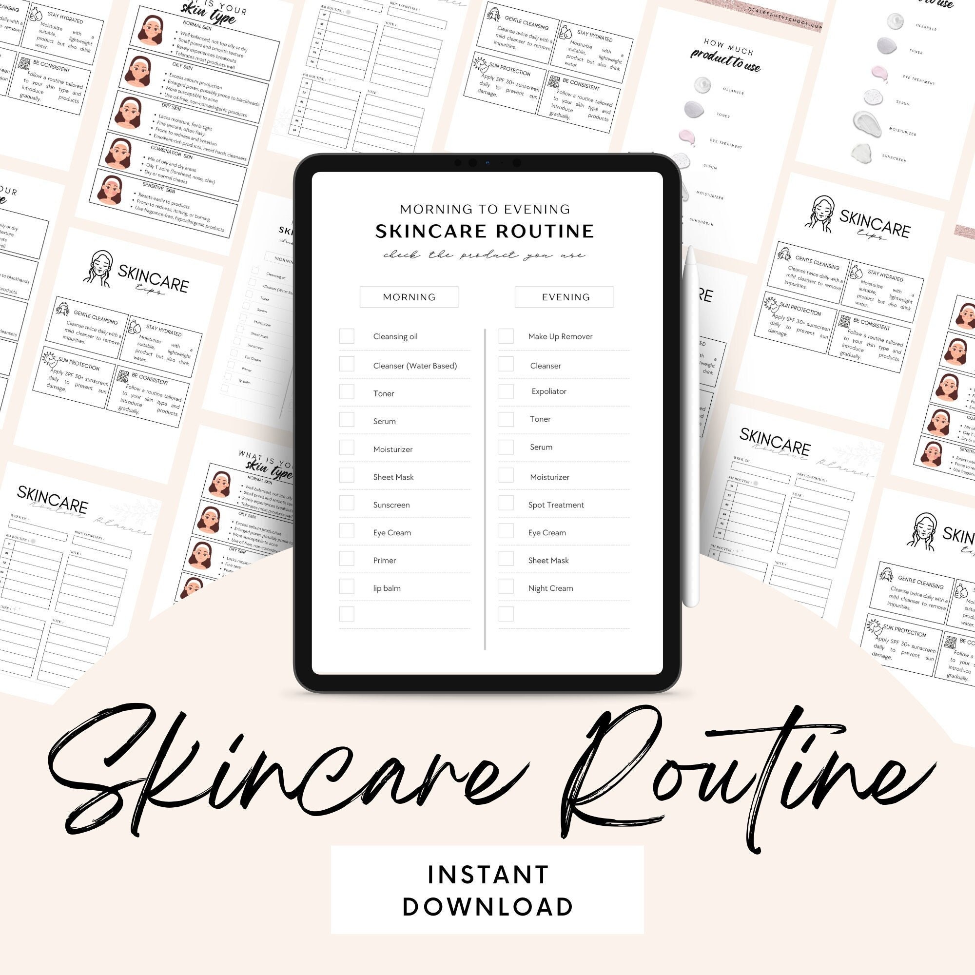 Printable Daily Skincare Routine Tracker Minimalistic Poster Beauty ...
