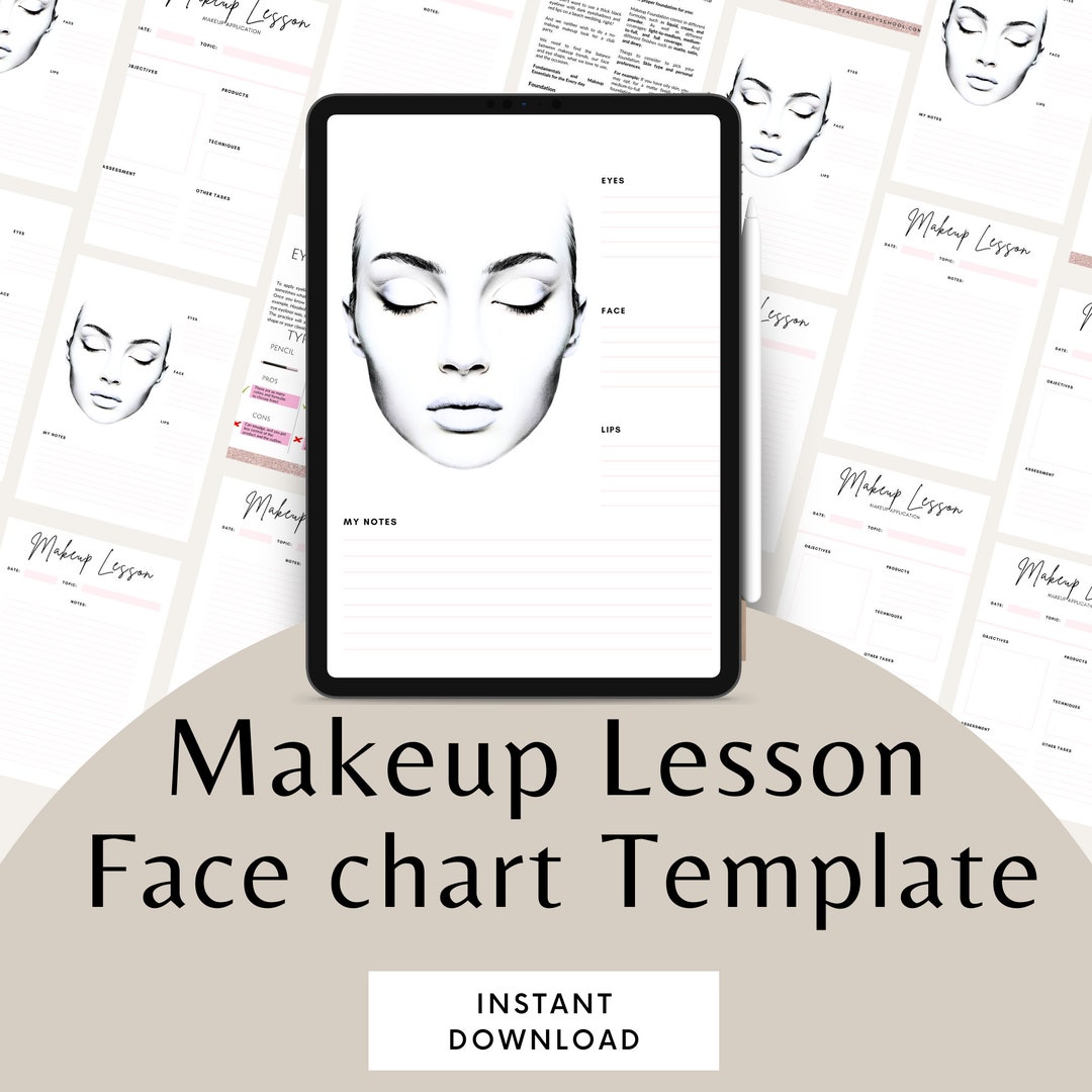 Editable Makeup Lesson Face Chart: Canva Template (printable PDF) - Etsy