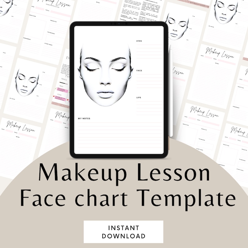 Editable Makeup Lesson Face Chart: Canva Template (printable PDF) - Etsy