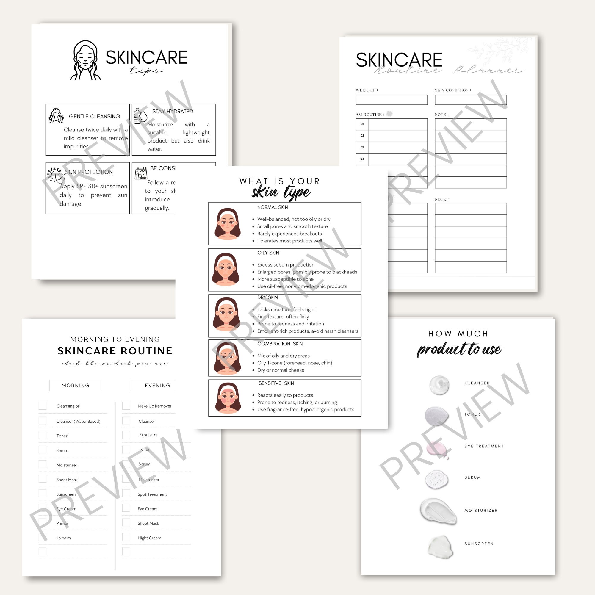 Printable Daily Skincare Routine Tracker Minimalistic Poster Beauty ...
