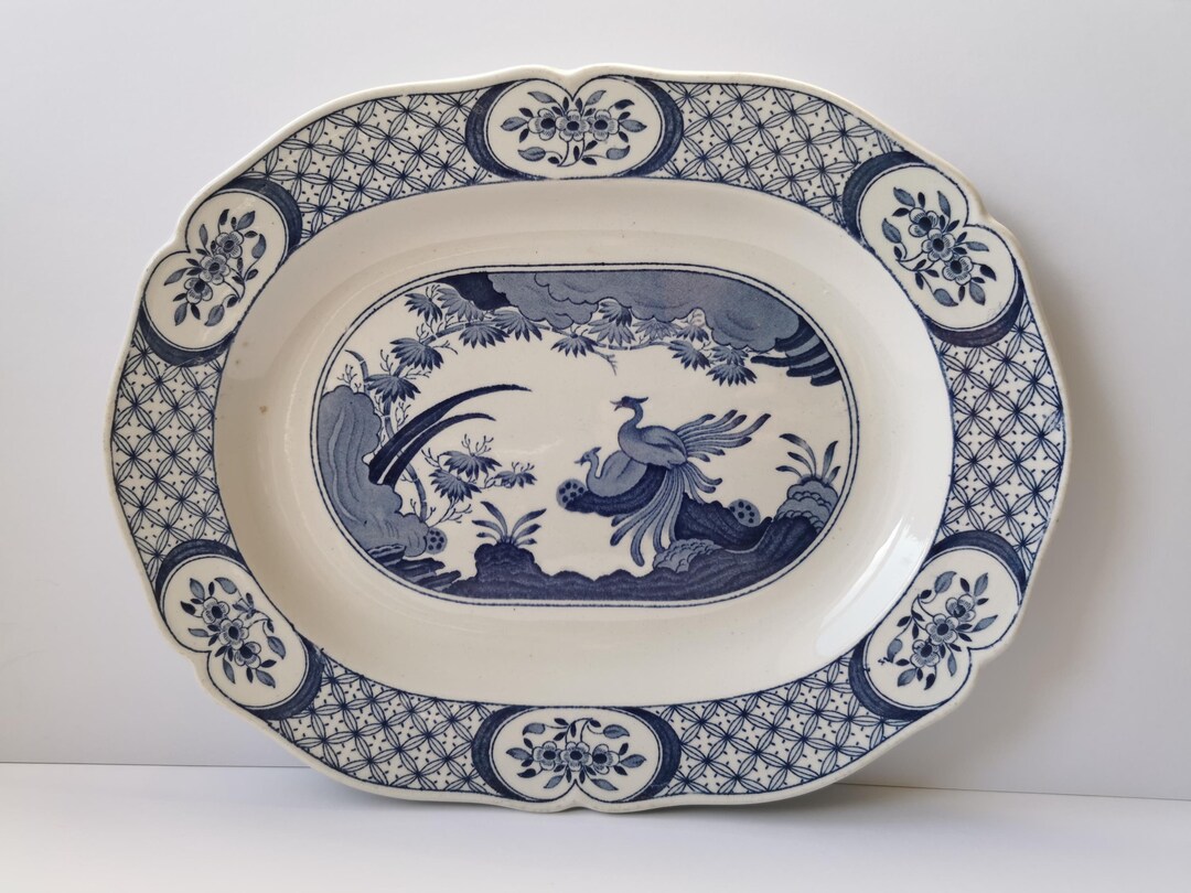 Blue and White Large Ceramic Platter Furnivals Old Chelsea England - Etsy