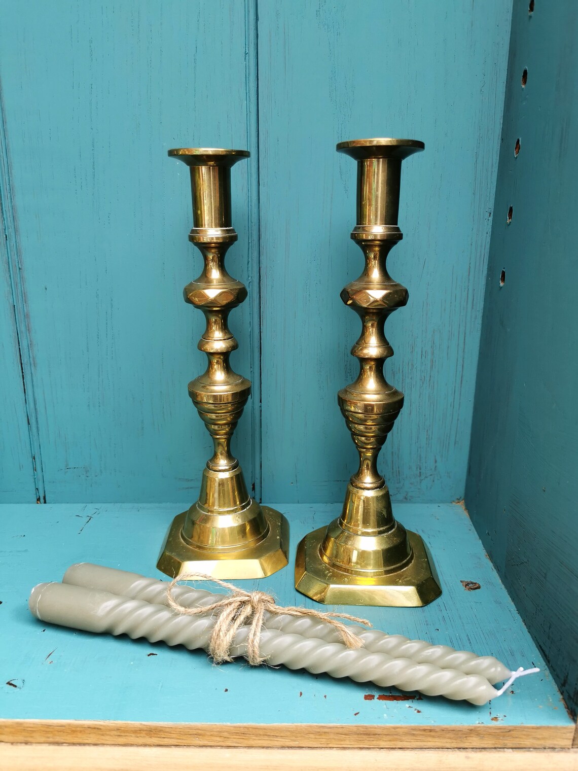 A Pair of 10 Victorian Brass Candlesticks - Etsy
