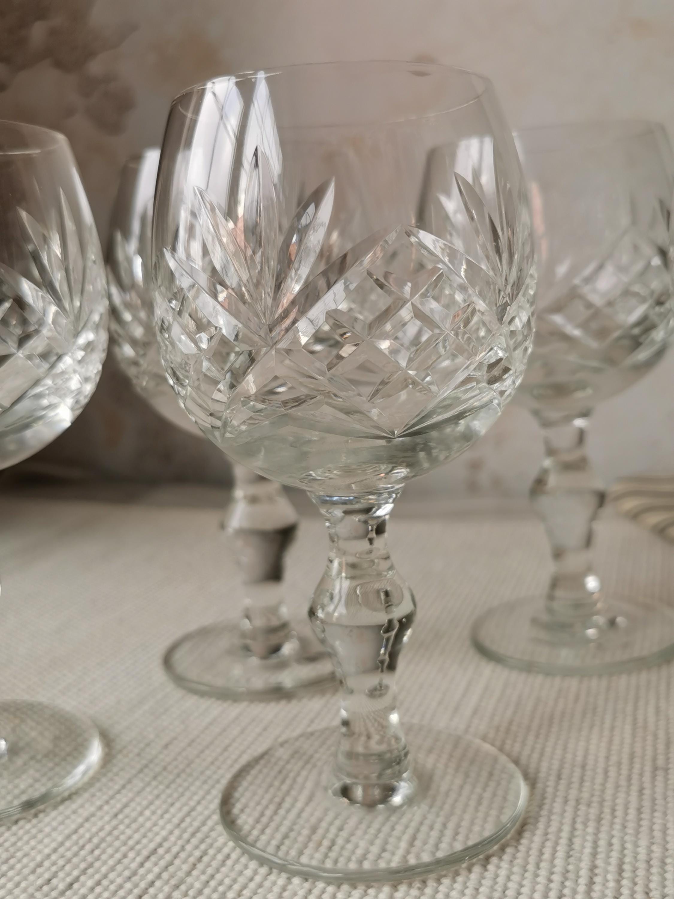 5 Vintage Cut Glass Wine Glasses - Etsy
