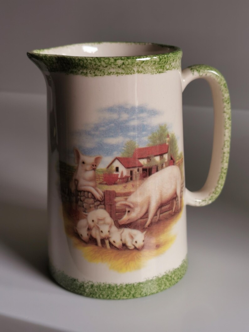 Vintage Ceramic Cream Jug With Farm Scene - Etsy
