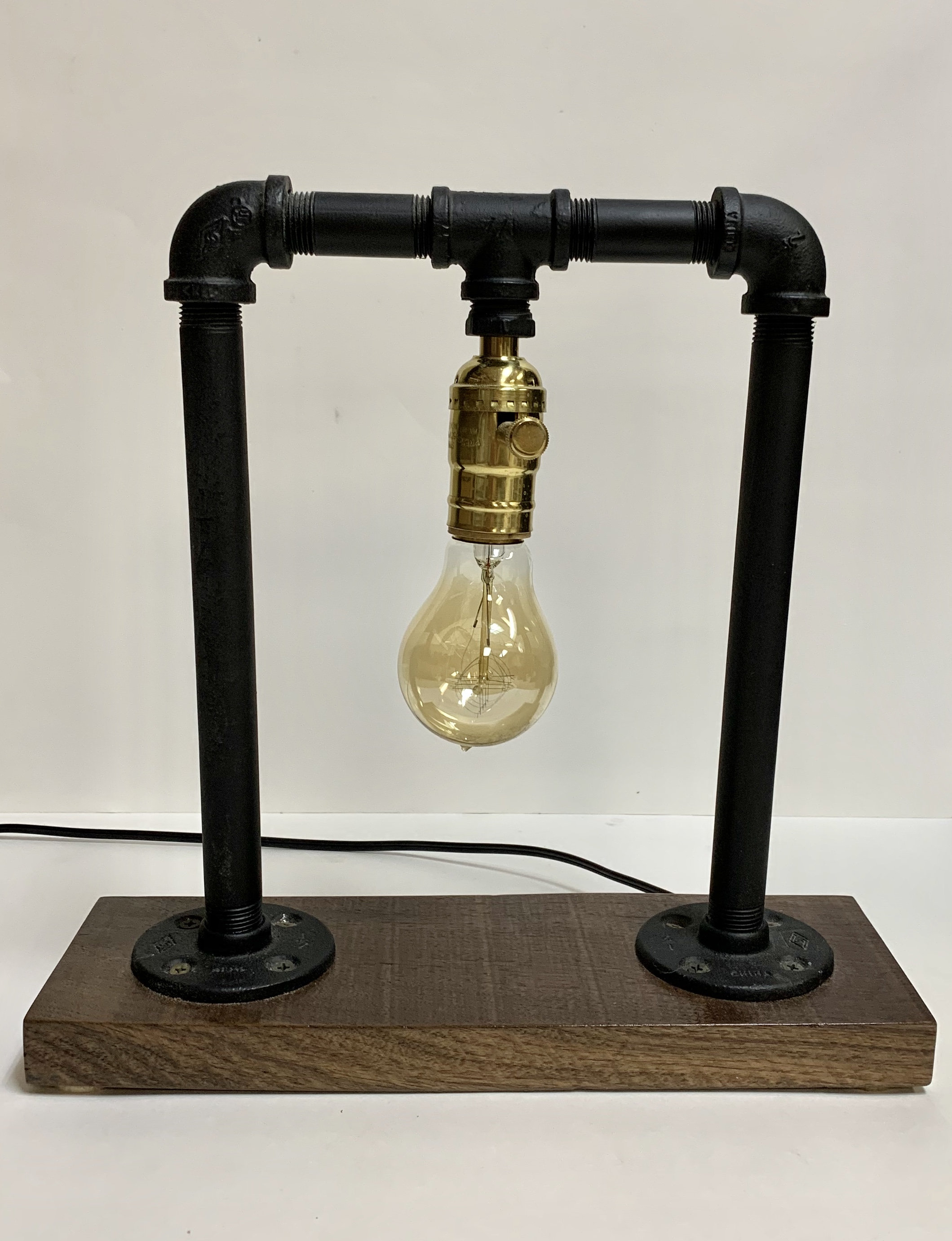 Black Iron Lamp With Hanging Bulb - Etsy