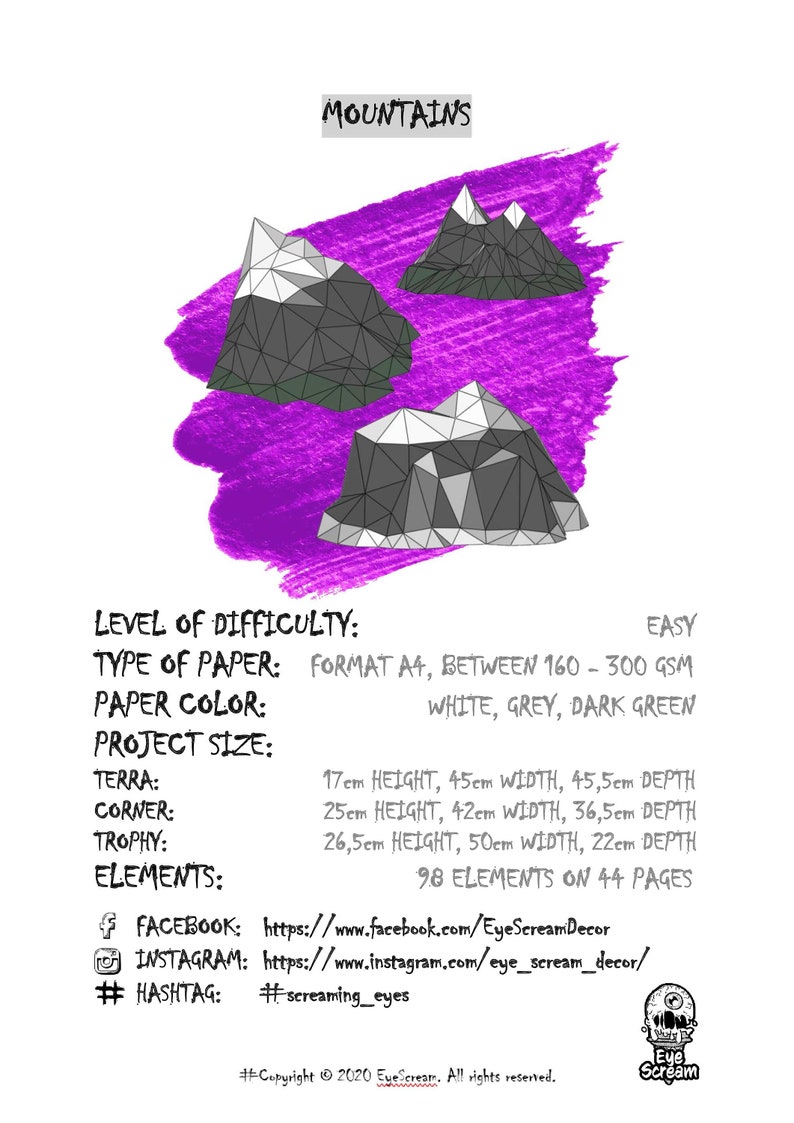 DIY Paper Mountain Sculpture – A4 Template (PDF Download) - Etsy