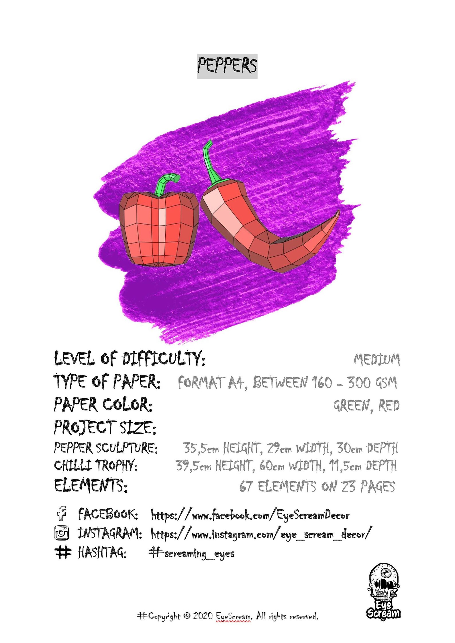 3D Paper Pepper Trophy – DIY Geometric Sculpture (PDF Pattern) - Etsy