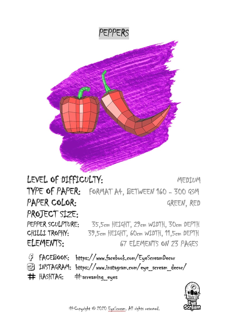 3D Paper Pepper Trophy – DIY Geometric Sculpture (PDF Pattern) - Etsy