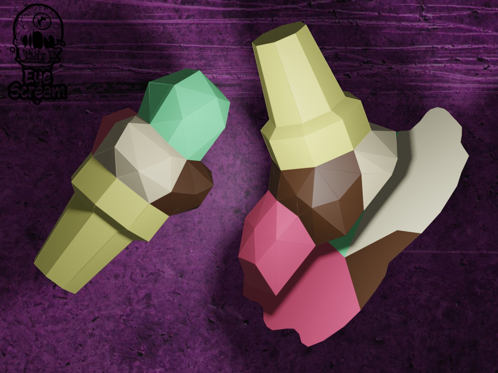 ICE CREAM DIY 3D Eye Scream Papercraft Metal Welding | Etsy