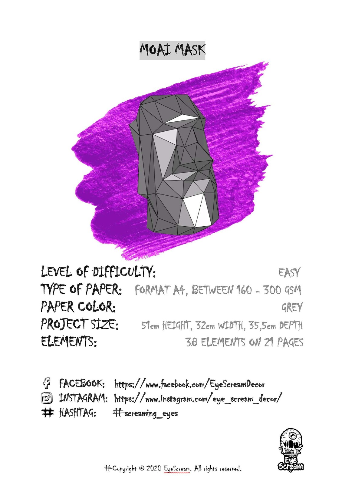 MOAI MASK DIY 3D Origami Papercraft Metal Welding - Etsy