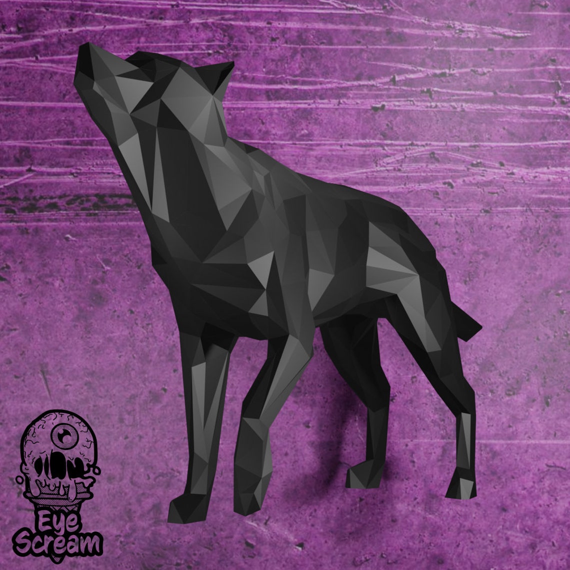 WOLF SCULPTURE DIY 3D origami papercraft metal | Etsy Polska