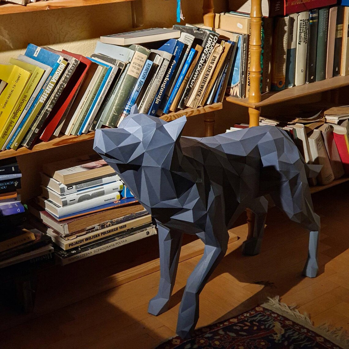 WOLF SCULPTURE DIY 3D origami papercraft metal - Etsy Polska
