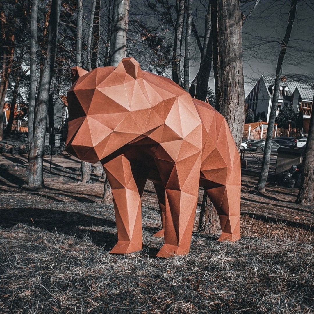 BEAR SCULPTURE - DIY - 3D - Origami - Papercraft - Metal Welding ...