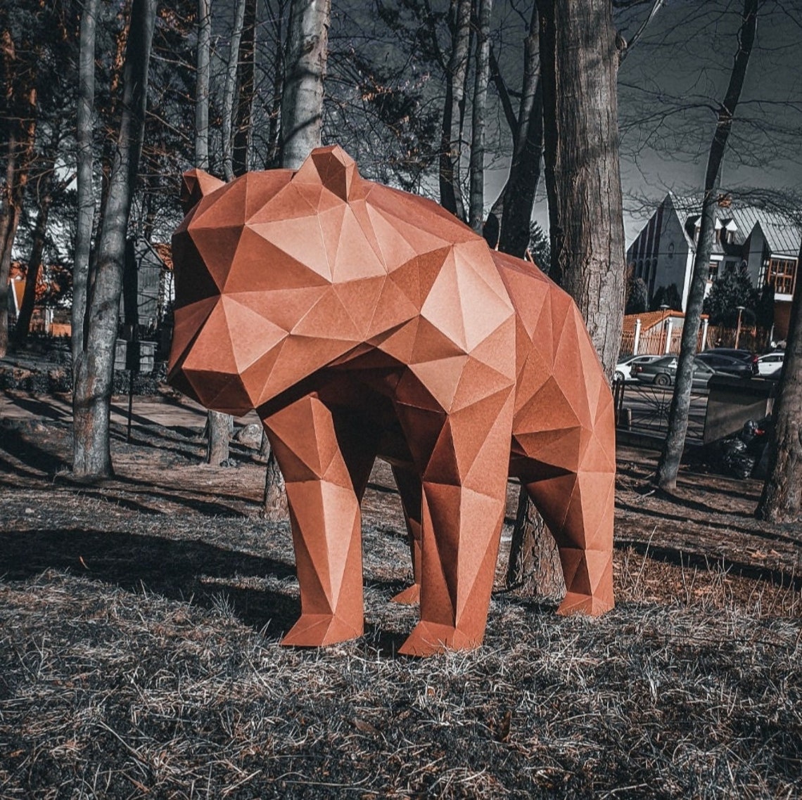 BEAR SCULPTURE DIY 3D Origami Papercraft Metal - Etsy