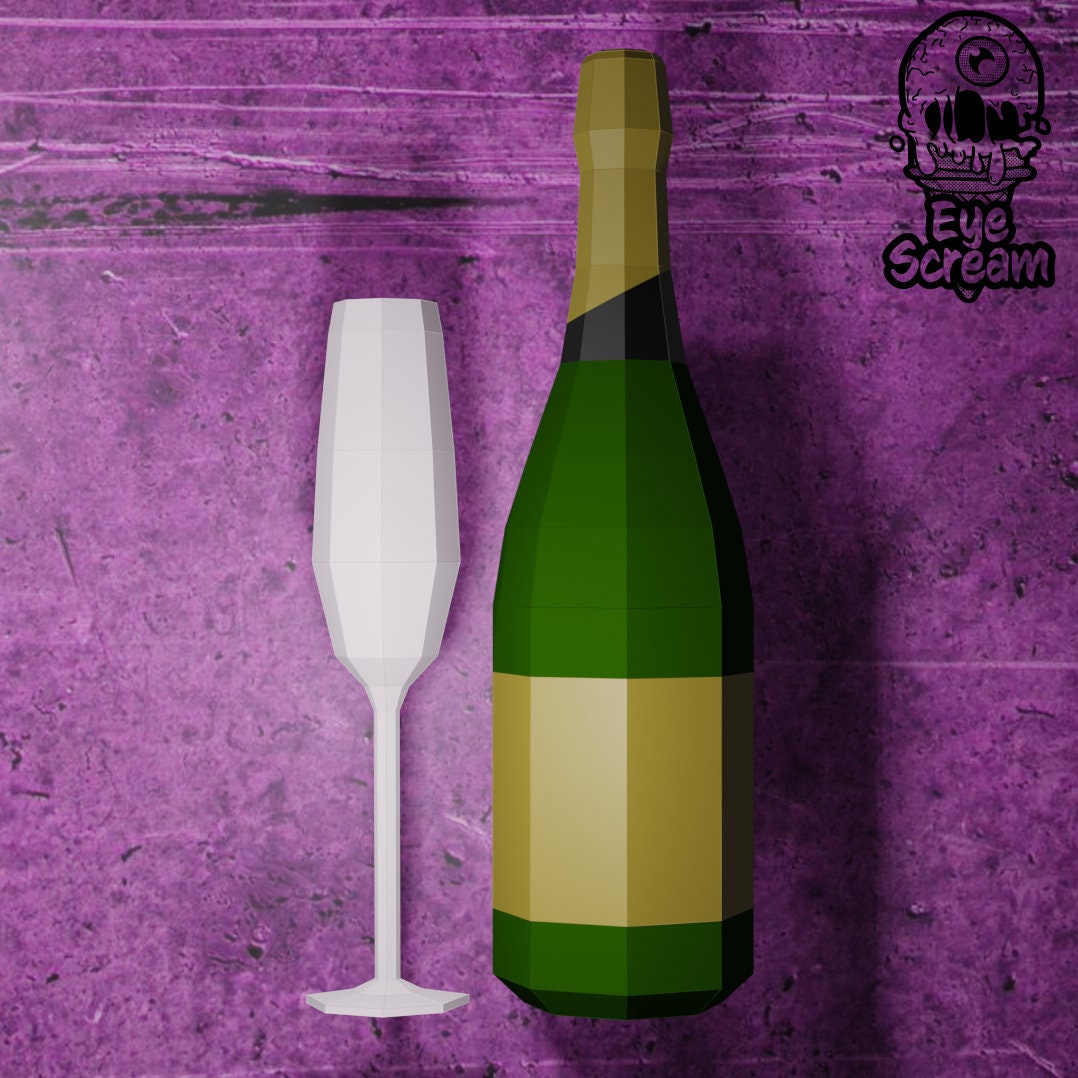 CHAMPAGNE DIY 3D origami papercraft trophy | Etsy