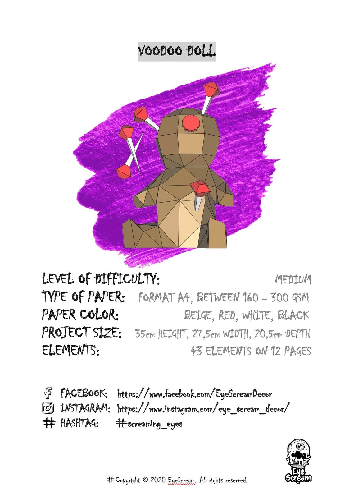 VOODOO DOLL DIY 3D Origami Papercraft Metal Welding - Etsy