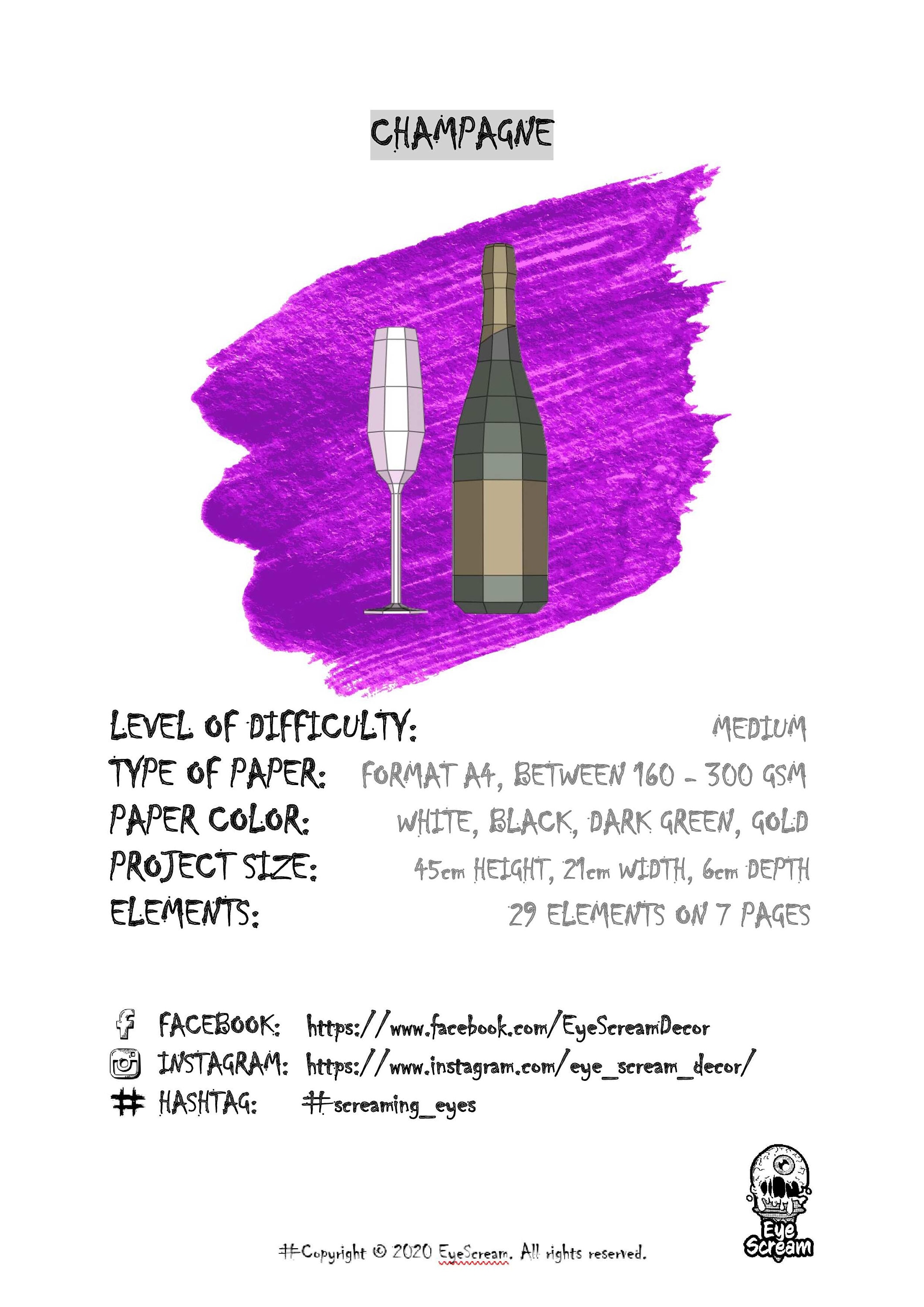 CHAMPAGNE DIY 3D Origami Papercraft Metal Welding - Etsy