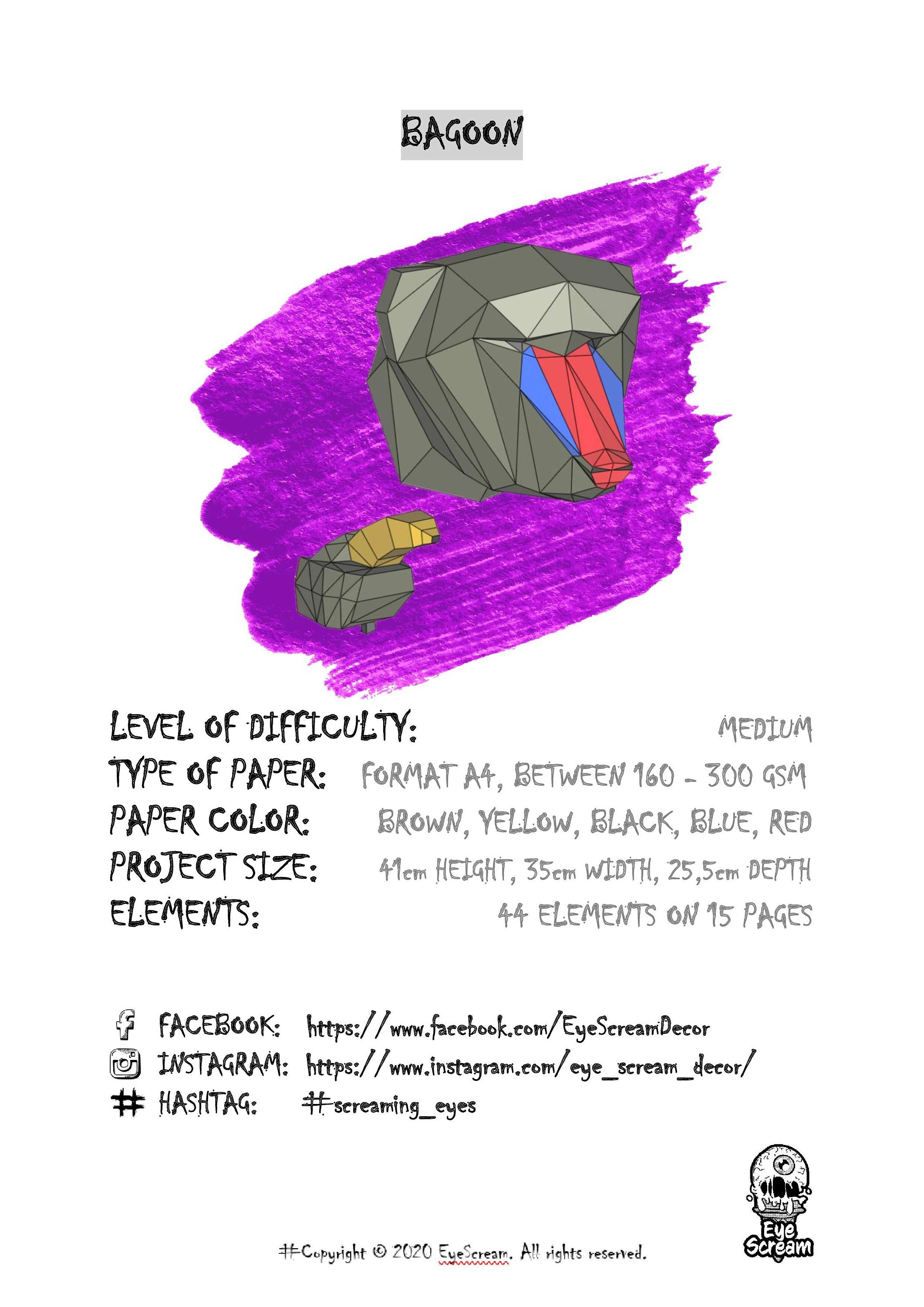 Baboon Trophy Papercraft – DIY 3D Geometric Sculpture (PDF Template) - Etsy