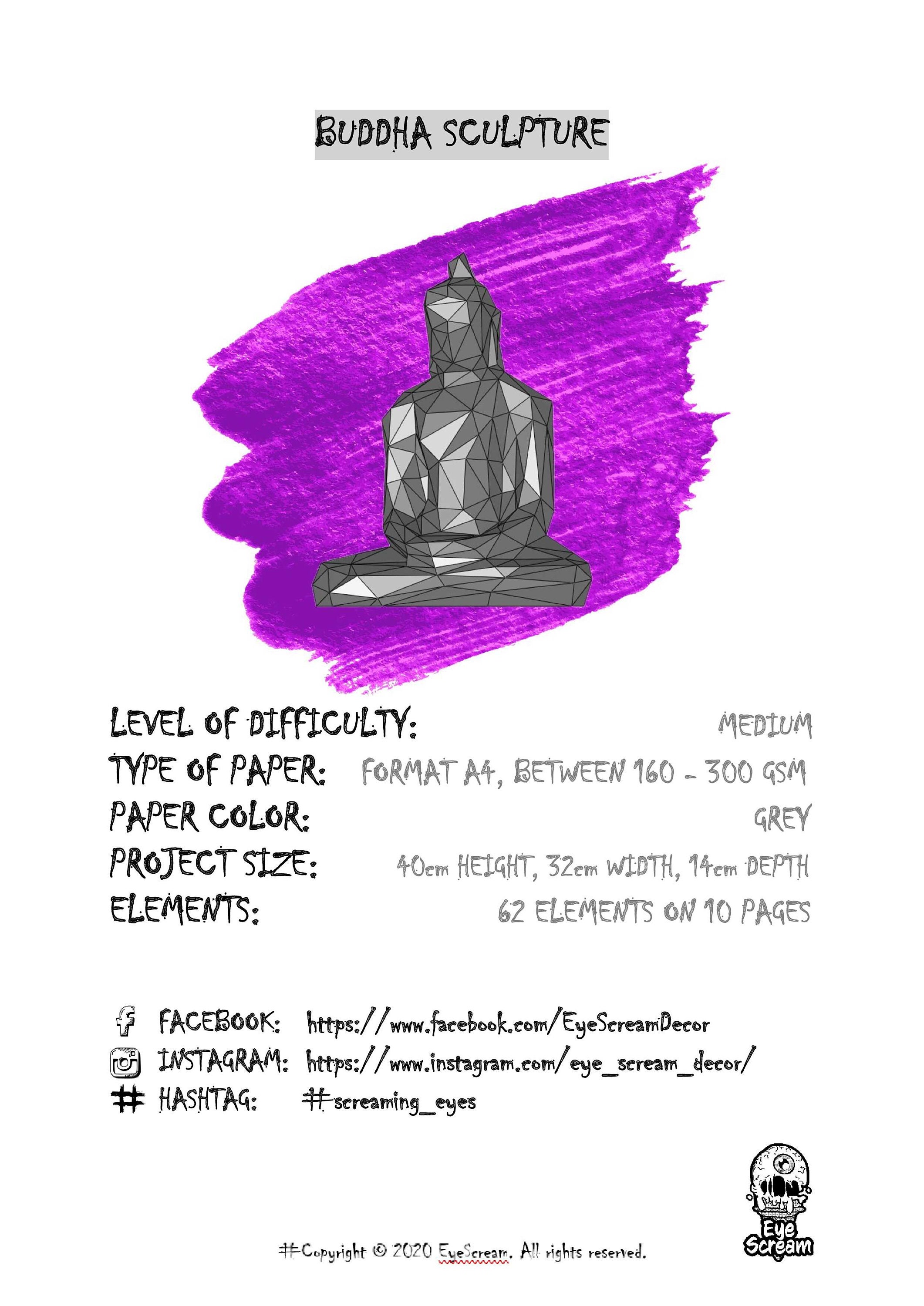 BUDDHA SCULPTURE DIY 3D Origami Papercraft metal - Etsy