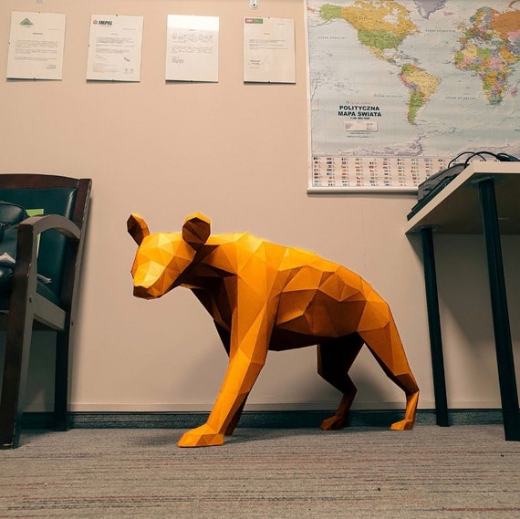 HYENA SCULPTURE DIY 3D Origami Papercraft Metal | Etsy