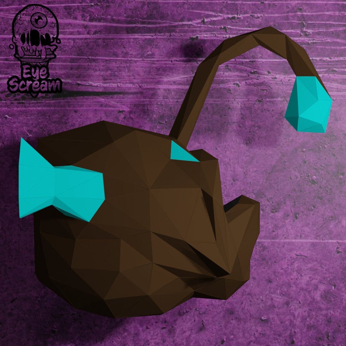 ANGLERFISH DIY 3D origami papercraft trophy | Etsy