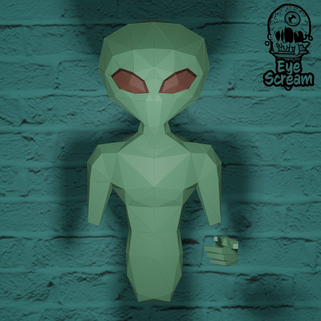 3D Paper Alien Trophy – DIY Geometric Sculpture (PDF Pattern) - Etsy