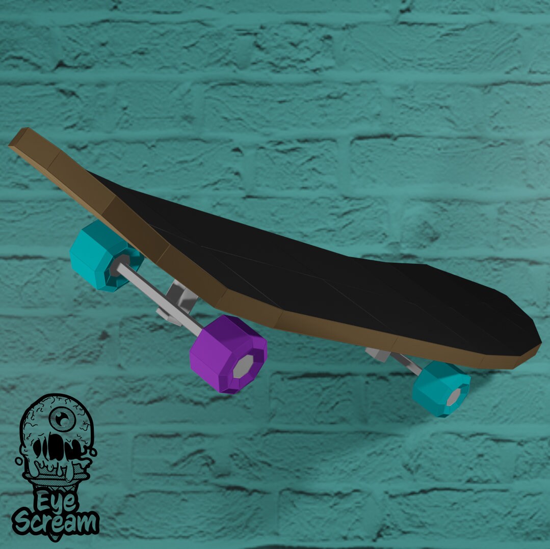 SKATEBOARD SCULPTURE DIY 3D papercraft pdf geometry | Etsy
