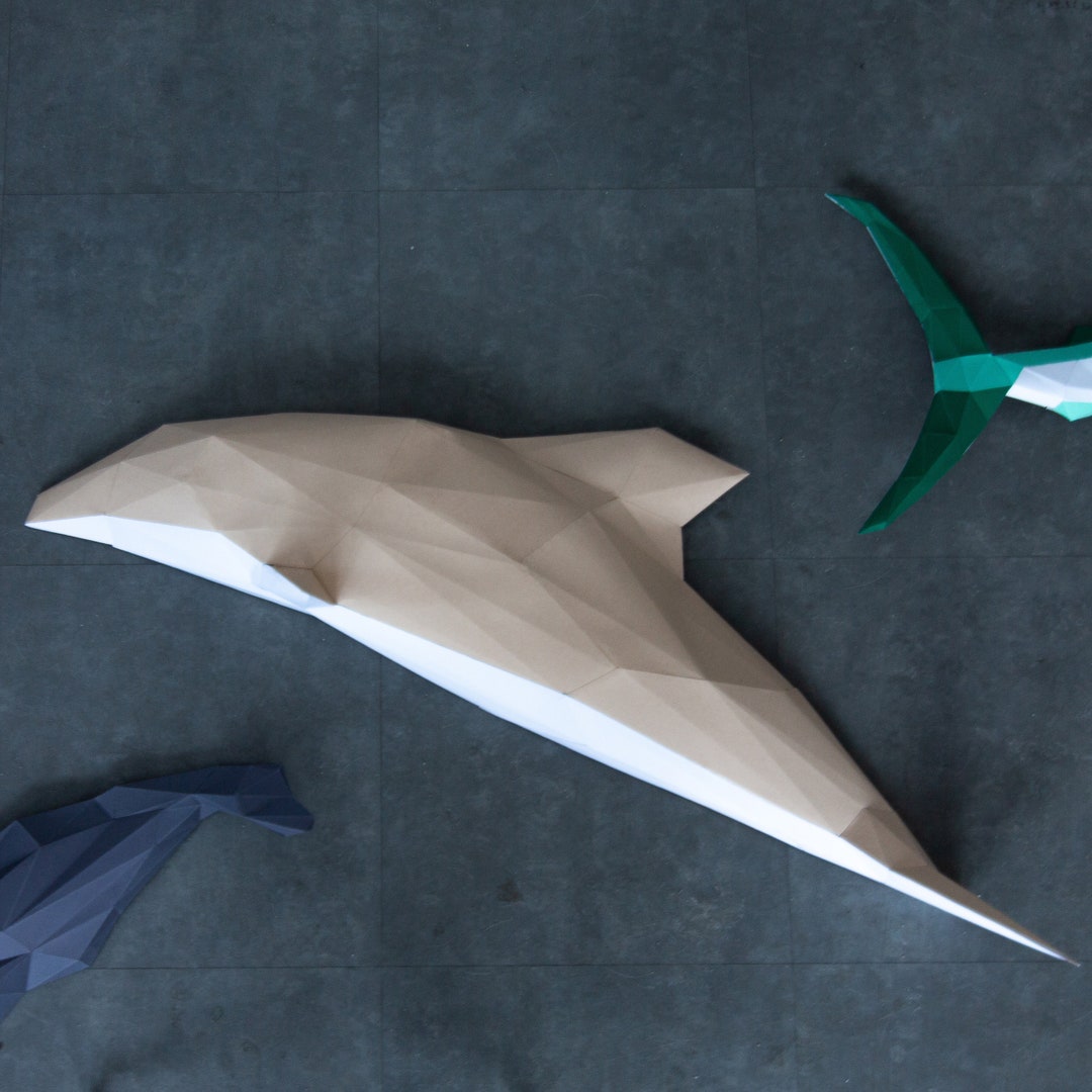 DOLPHIN - DIY - 3D - Origami - Papercraft - Metal Welding- Trophy ...
