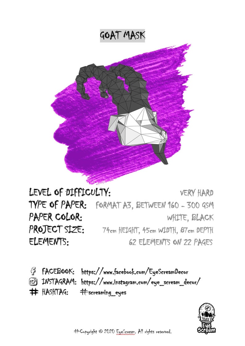 GOAT MASK DIY 3D Origami Papercraft Metal Welding - Etsy