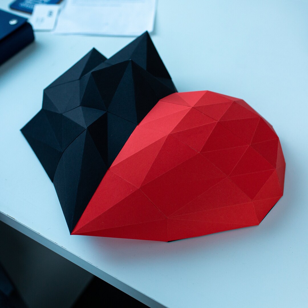 COEUR DIY 3D origami papercraft soudure métal trophée sculpture ...