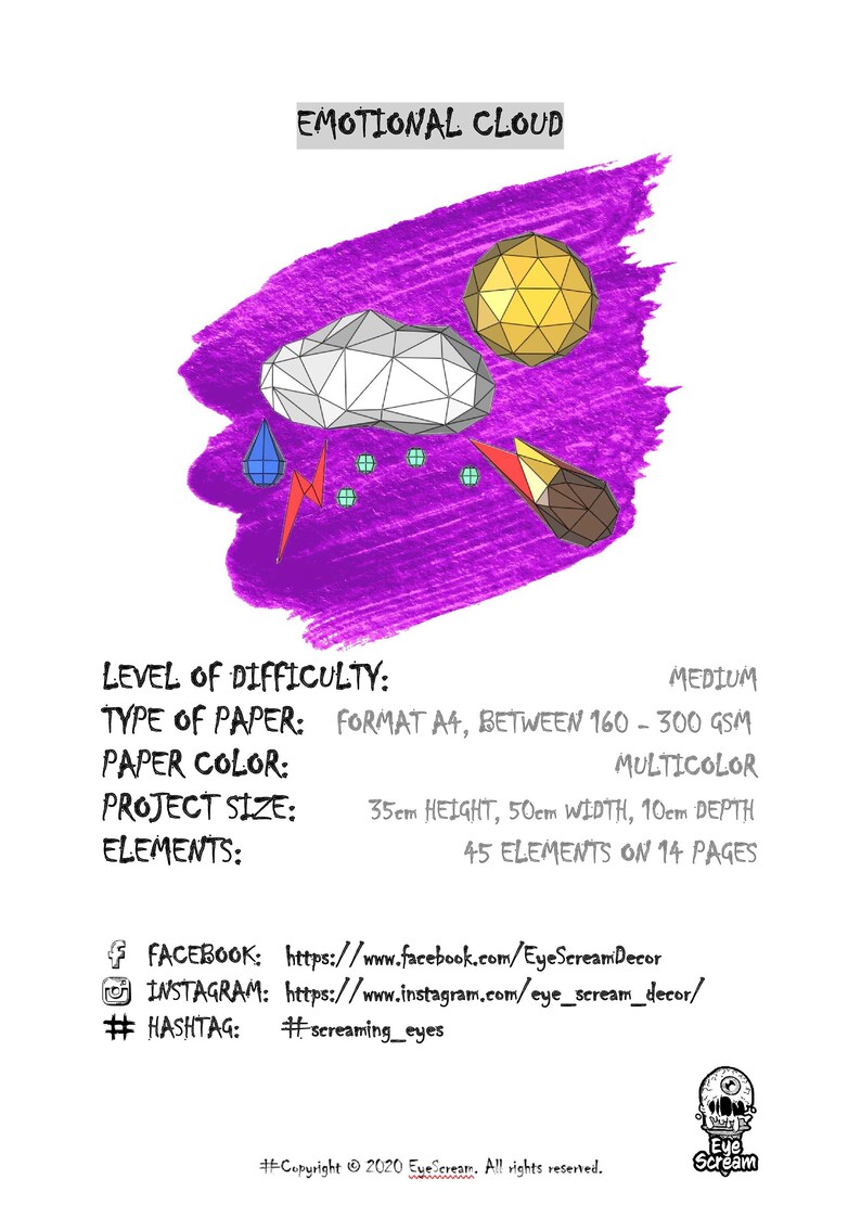 EMOTIONAL CLOUD DIY Origami Papercraft Metal Welding - Etsy