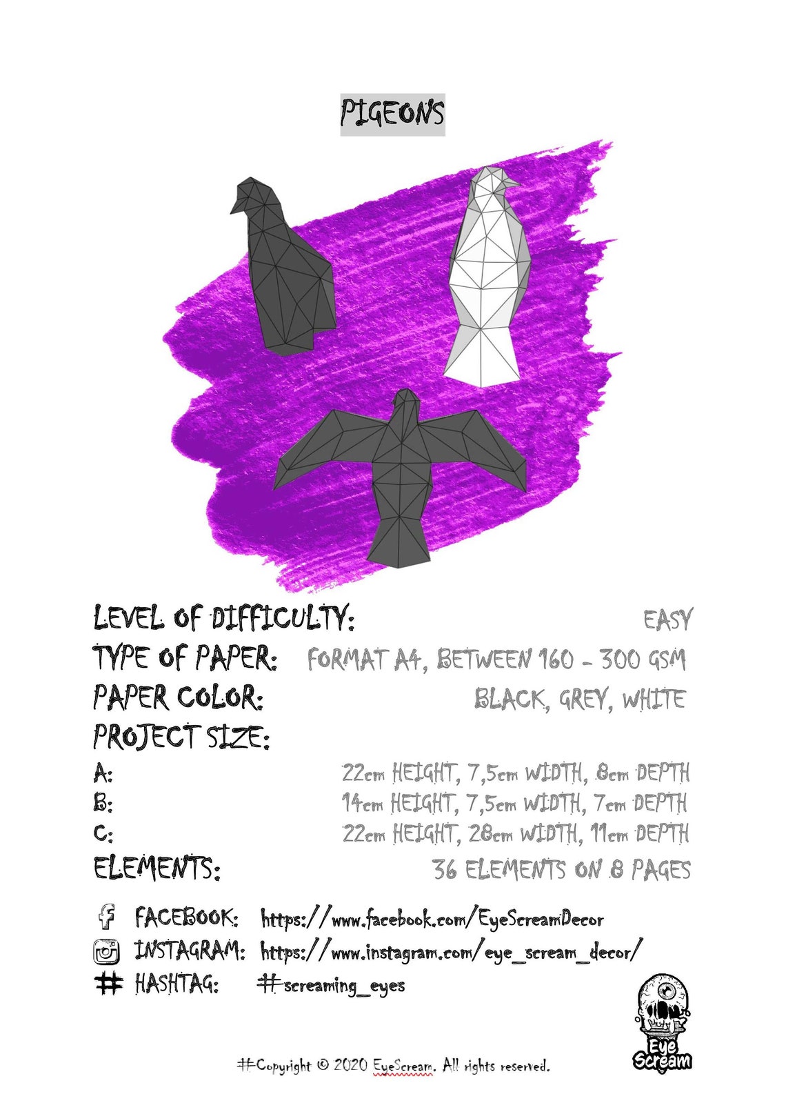 PIGEONS DIY 3D Origami Papercraft Metal Welding - Etsy