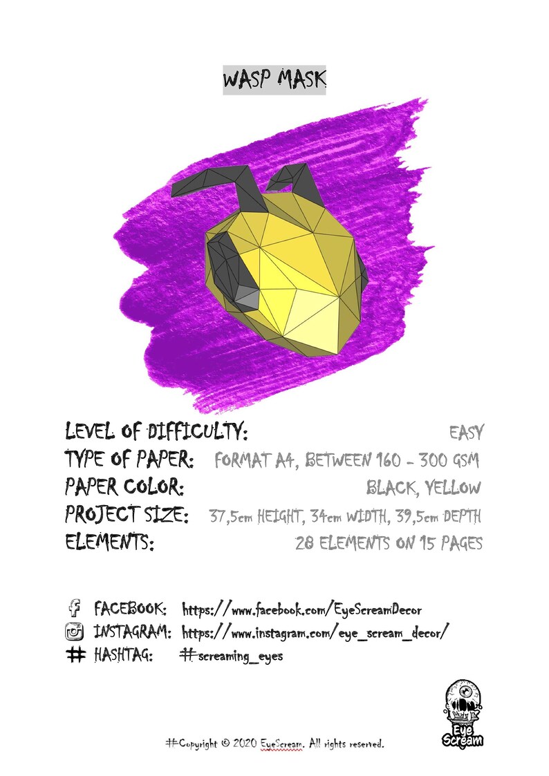 Wasp Mask Papercraft DIY Template – Origami Cosplay (PDF) - Etsy