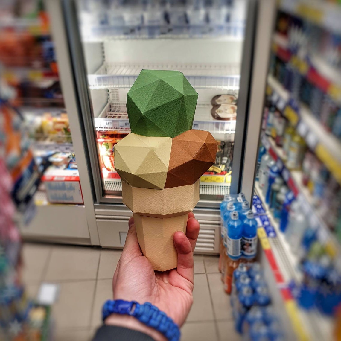 ICE CREAM DIY 3D Eye Scream Papercraft Metal Welding | Etsy