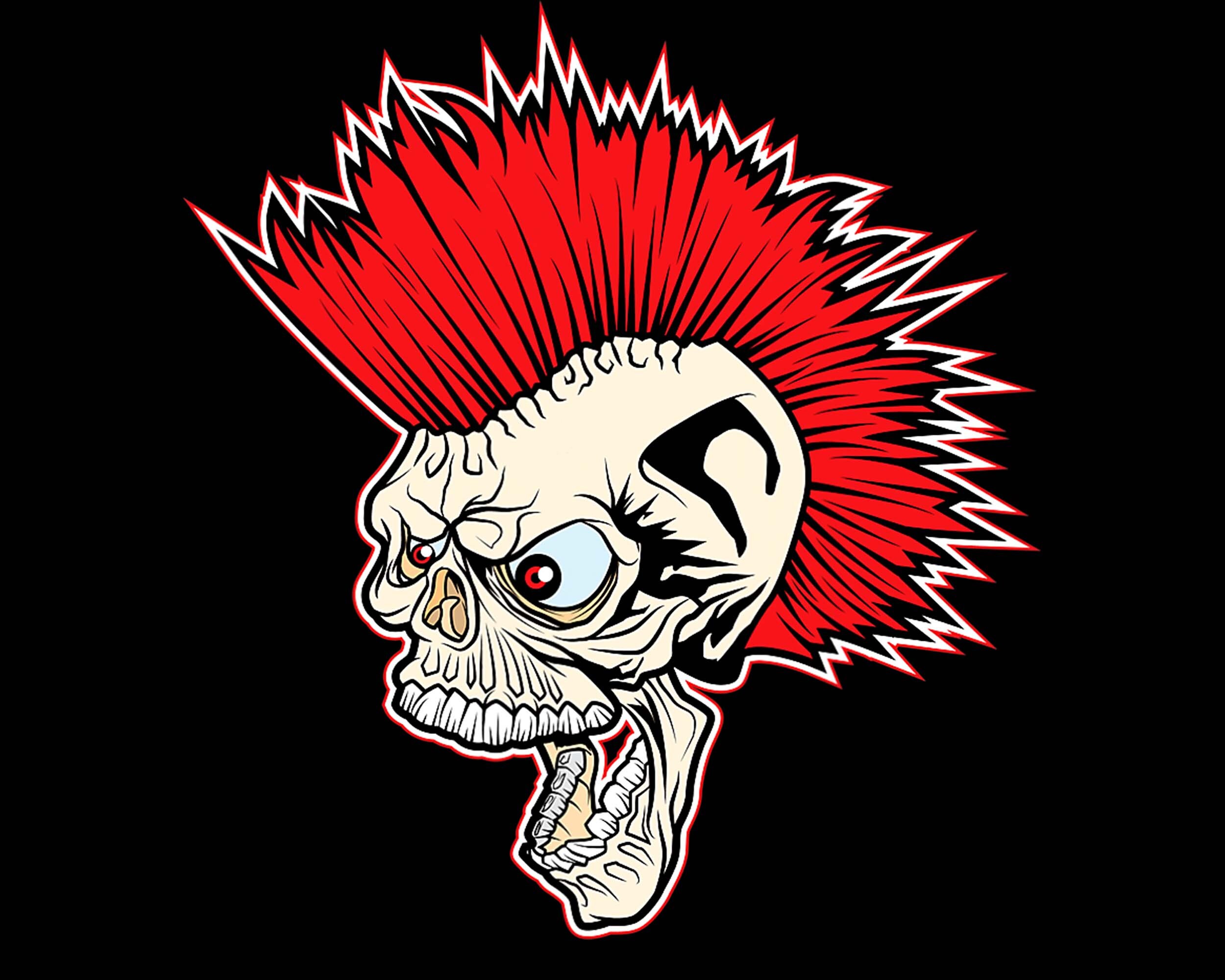 Punk Rock Music Skull Cool Mohawk Hair Rock On Headbanger | Etsy
