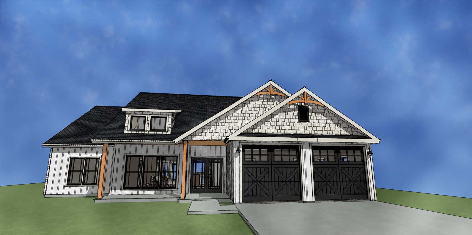 Modern Farmhouse House Plan "the Brook" - Etsy