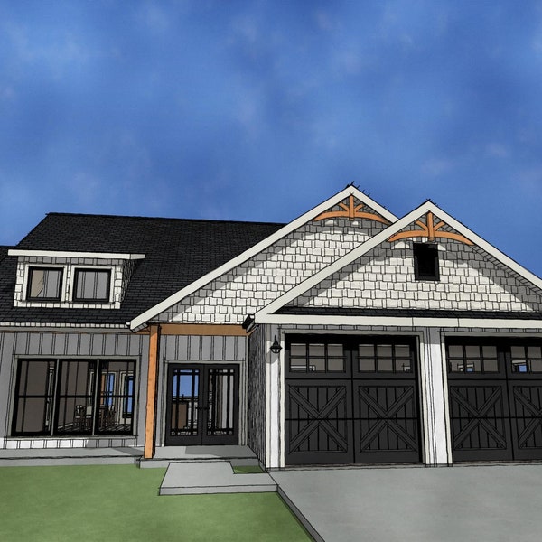 Modern Farmhouse Plans - Etsy