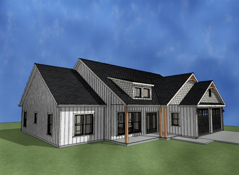 Modern Farmhouse House Plan "the Brook" - Etsy